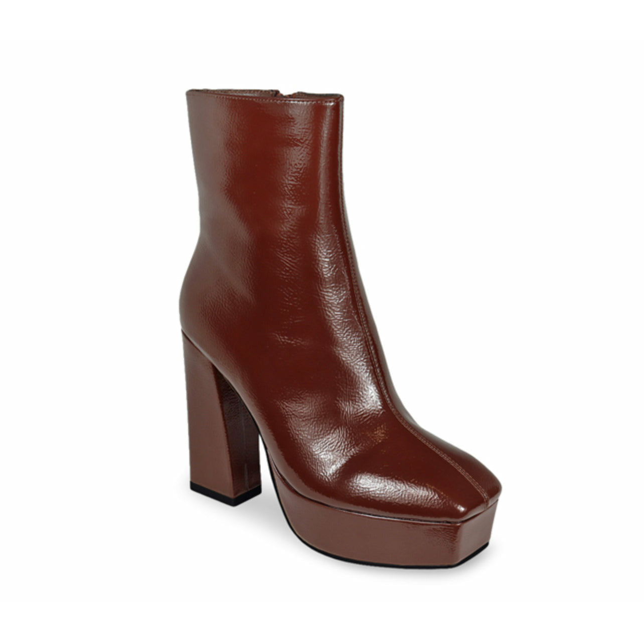 LUSTER Patent Leather Side Zip Platform Bootie – SavvyUnltd